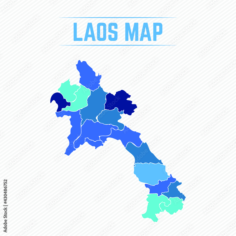 Laos Detailed Map With Regions Stock Vector | Adobe Stock