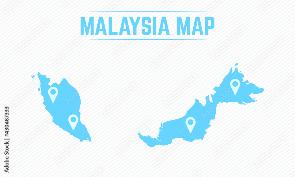 Malaysia Simple Map With Map Icons Stock Vector | Adobe Stock