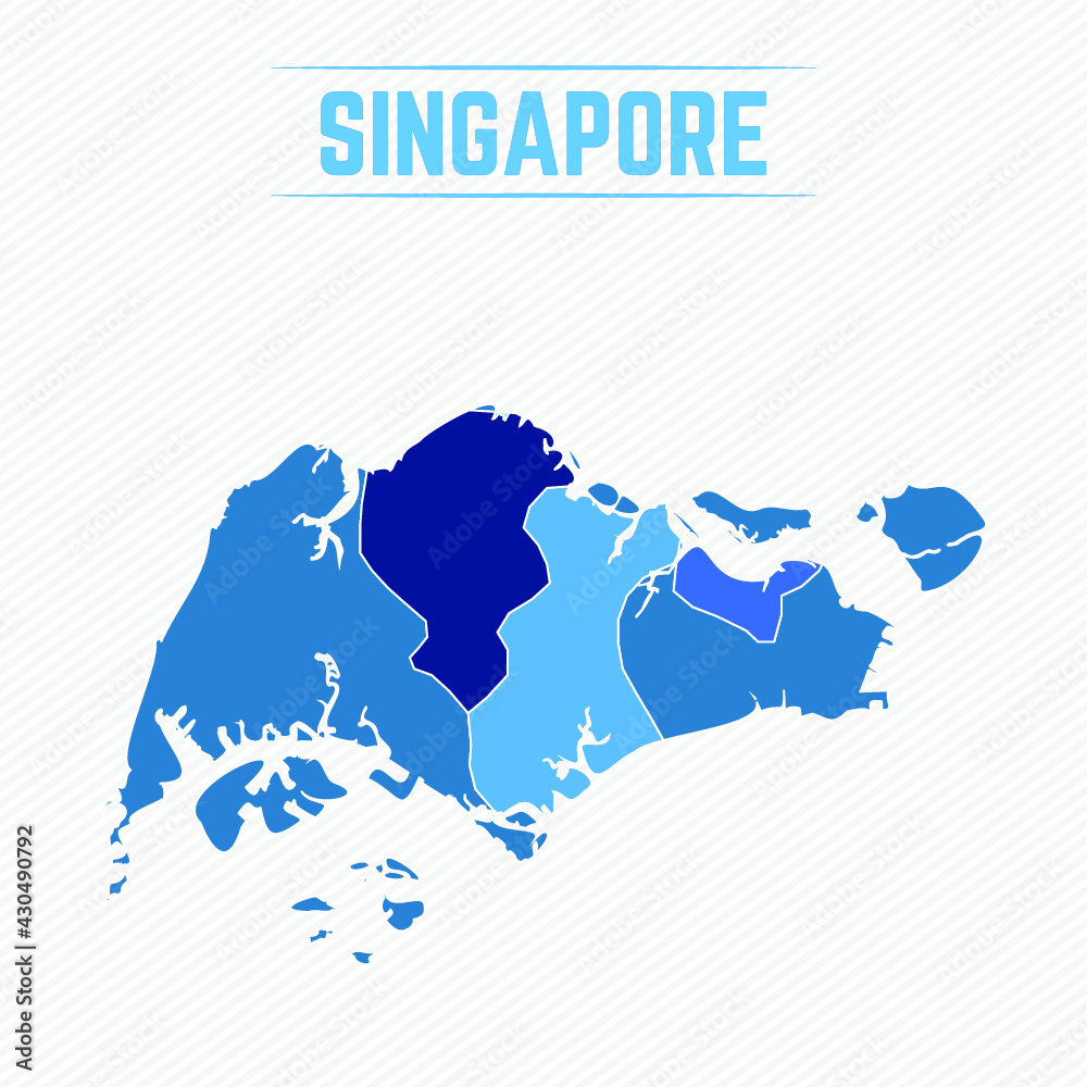 Singapore Detailed Map With Regions Stock Vector | Adobe Stock