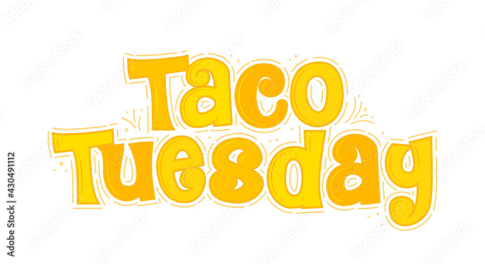 Taco Tuesday Text, Taco Tuesday Banner, Taco Vector, Taco Text, Mexican ...