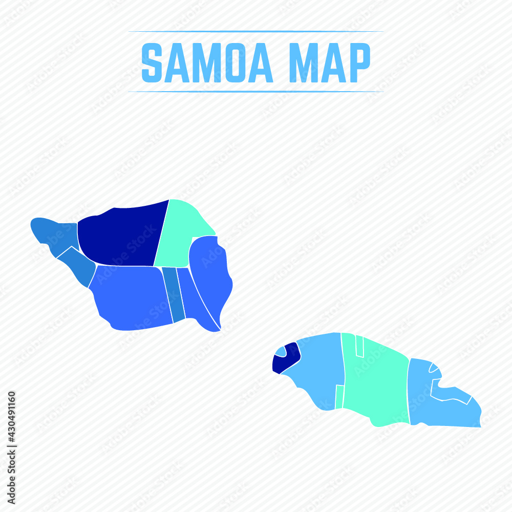 Samoa Detailed Map With Regions Stock Vector | Adobe Stock