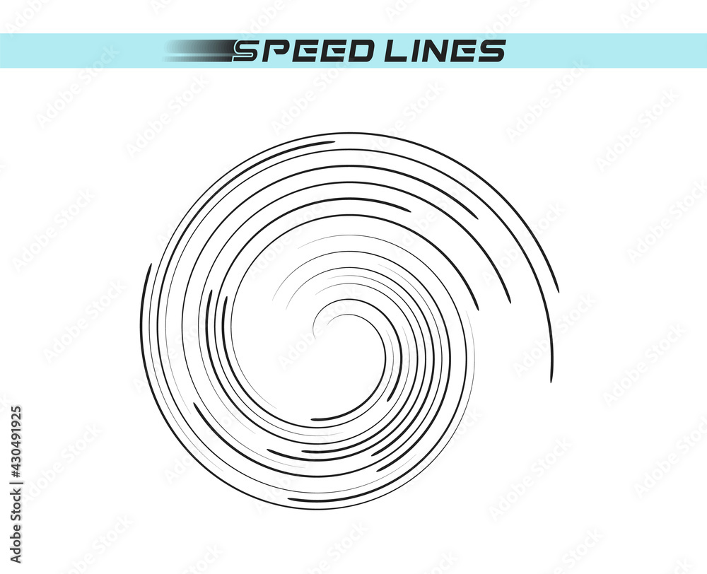 Speed lines, spiral. Swirling bands. Vector decorative overlay elements ...