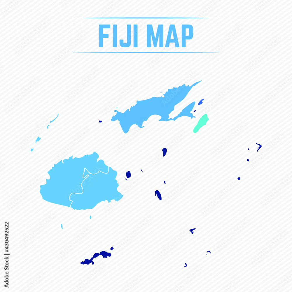 Fiji Detailed Map With Regions Stock Vector | Adobe Stock