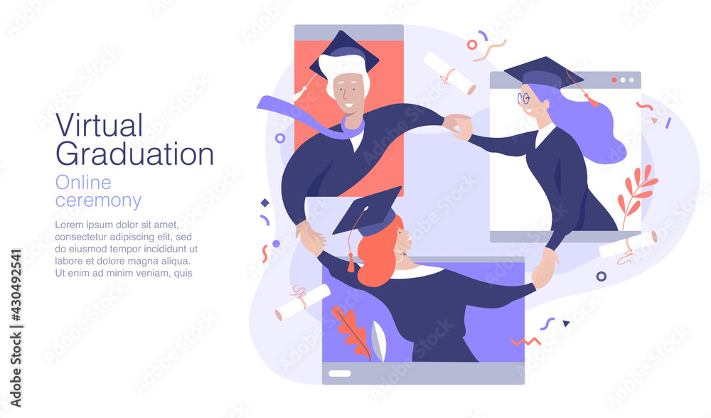 Happy graduate students congratulating each other on their success ...