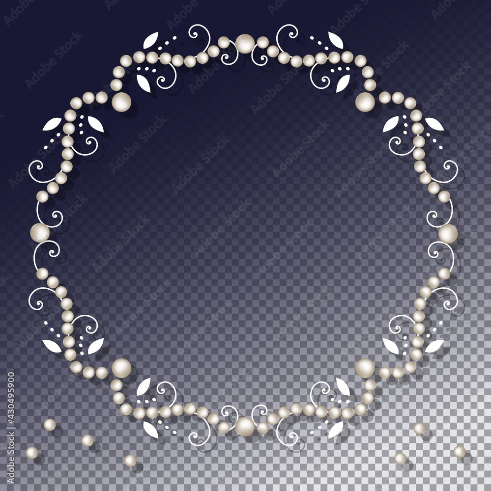 Vintage pearl frame vector illustration. Pearl frame with decorative ...