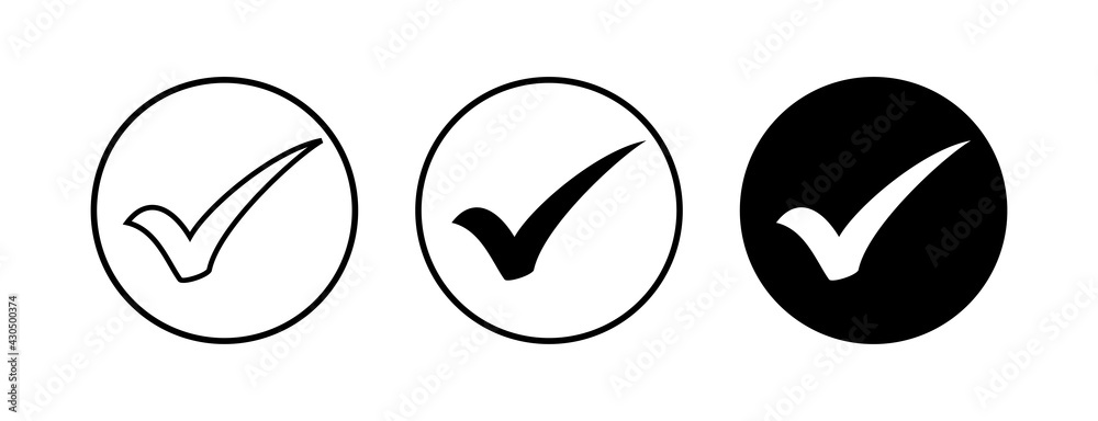 Check icons set. check mark icon. check list button icon. Tick Stock ...