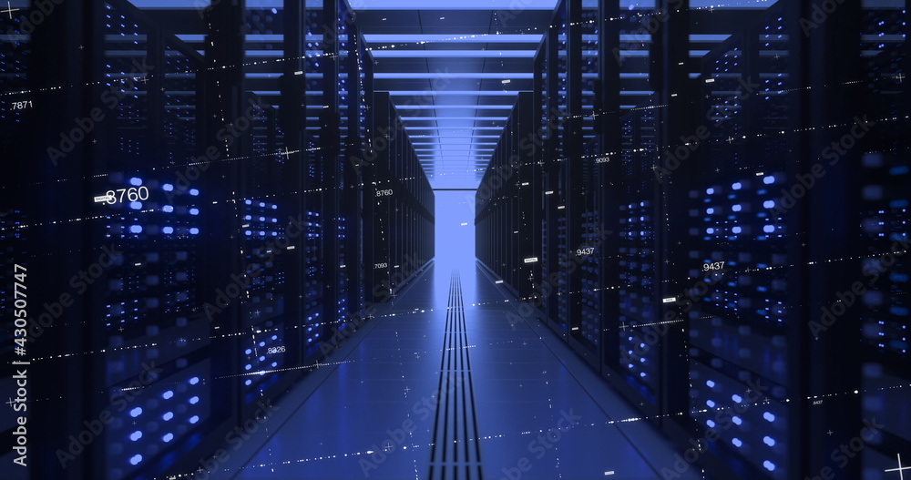 Data Center Computer Racks In Network Security Server Room ...