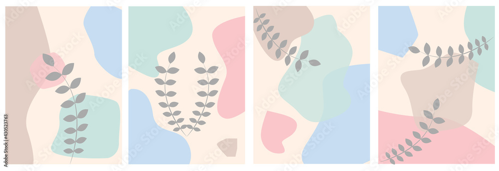 Abstract posters art set with pastel color style. Stock Vector | Adobe ...