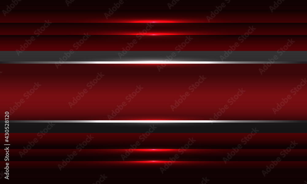 Abstract red metallic silver line banner shadow design modern luxury ...