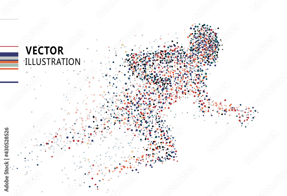 Running man composed of colored dots, vector illustration. Stock Vector ...