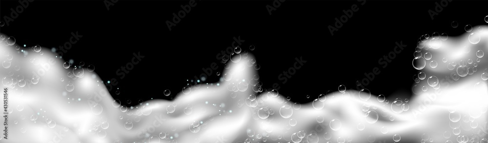 Realistic background with Soap foam. Bath laundry white bubbles ...