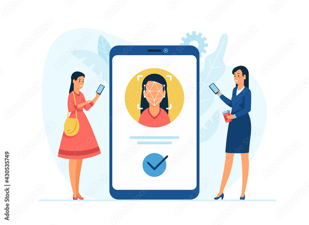 Biometric identification concept flat vector illustration. Face ...