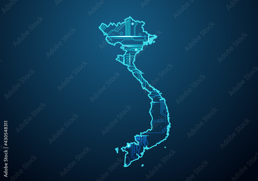 Abstract futuristic map of vietnam. Circuit Board Design Electric of ...