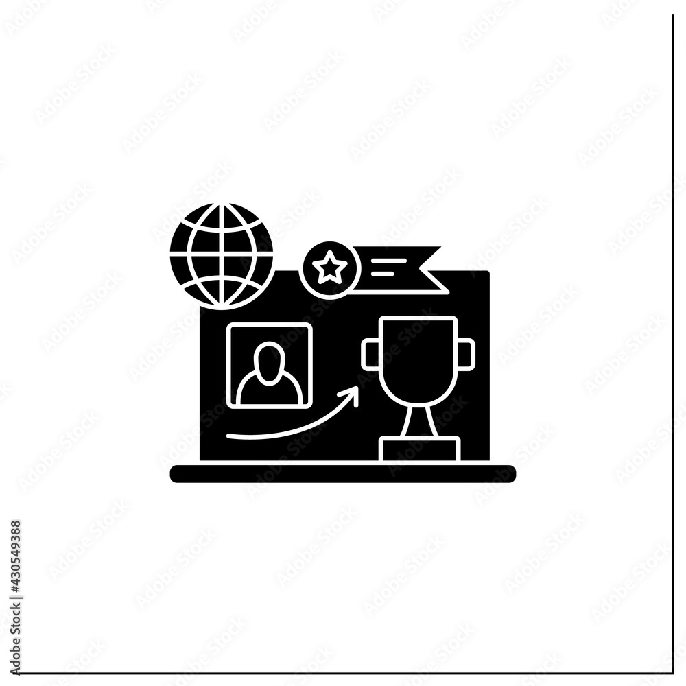 Reward achievement glyph icon. Good job. Rewarding. Employer growth ...