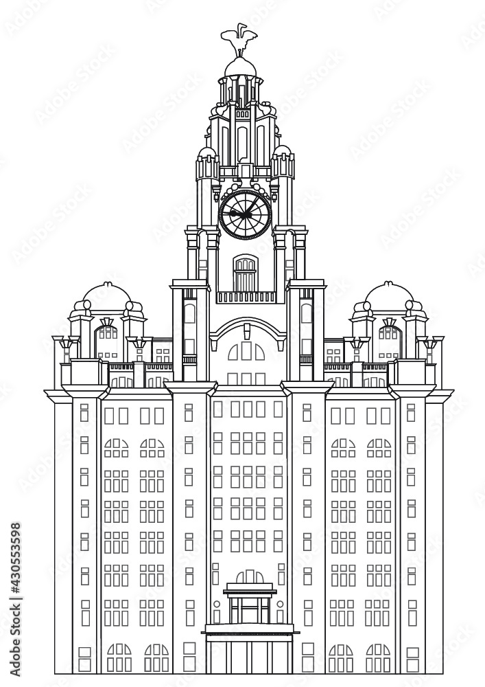 Liverpool Liver building outline Stock Vector | Adobe Stock