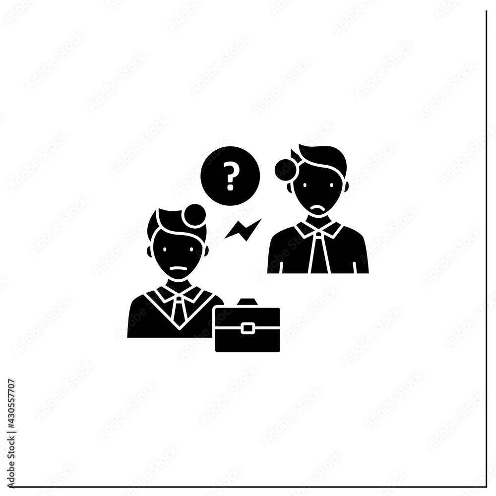 Misunderstanding glyph icon. Failure to understand. Misinterpretation ...