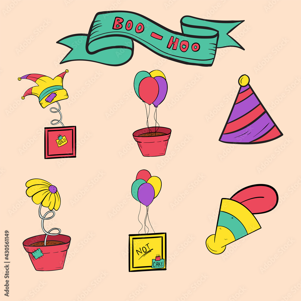 hand drawn cartoon doodle set bundle. Free vector Stock Vector | Adobe ...