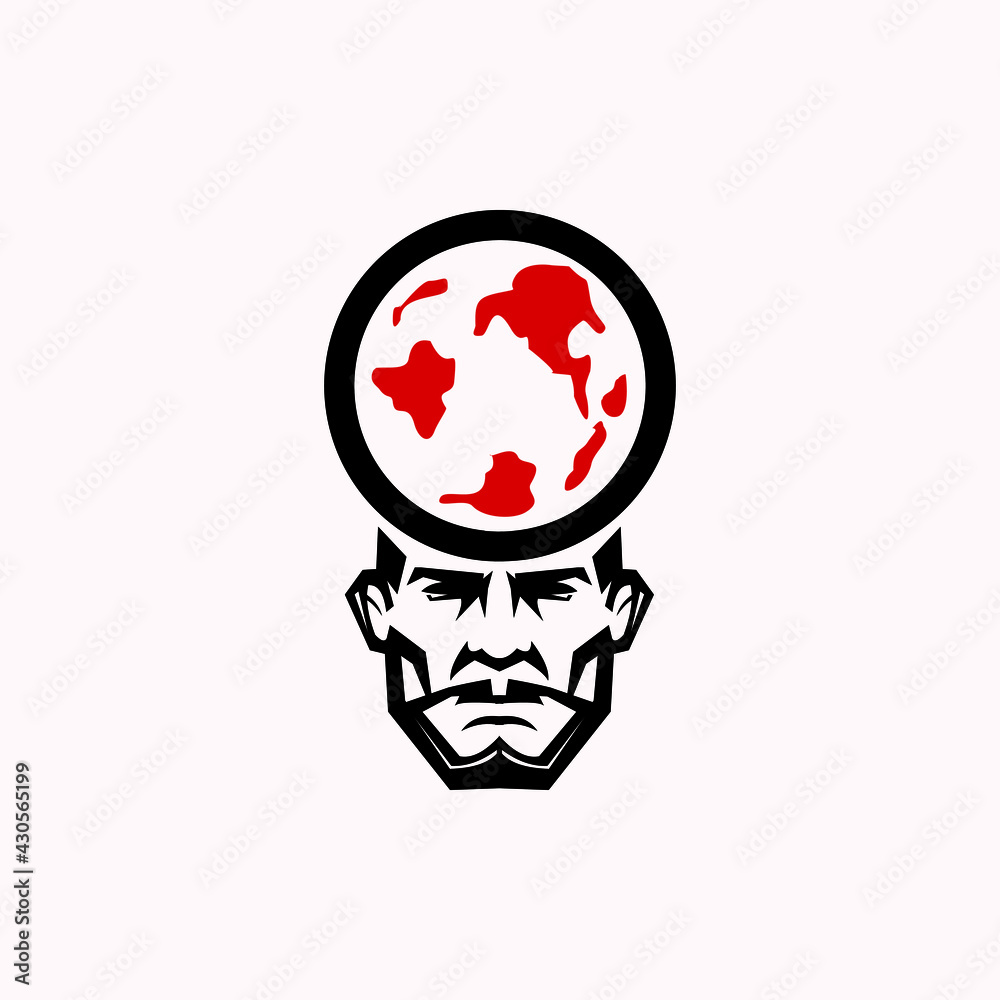 world brain man logo, big man with globe at his hrad vector ...