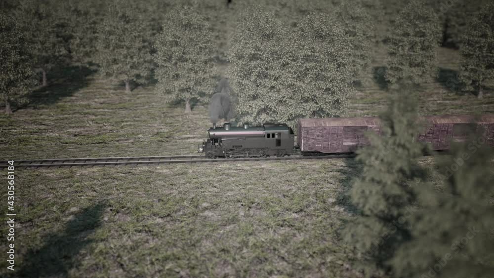 Vintage and old animated steam train. Animation. 3d rendering Stock ビデオ ...
