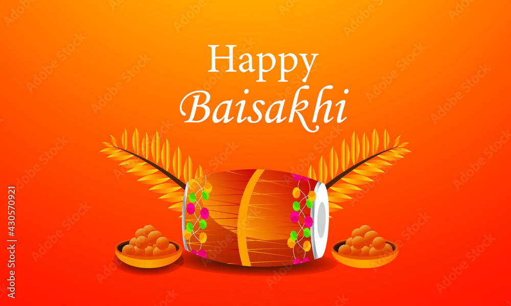 colorful Happy Baisakhi Background design Stock Vector | Adobe Stock
