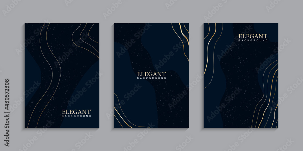 Set of elegant dark blue minimalist aesthetic background template ...