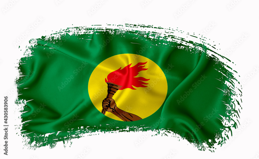 Zaire flag, brush stroke, typography, lettering, logo, label, banner on ...