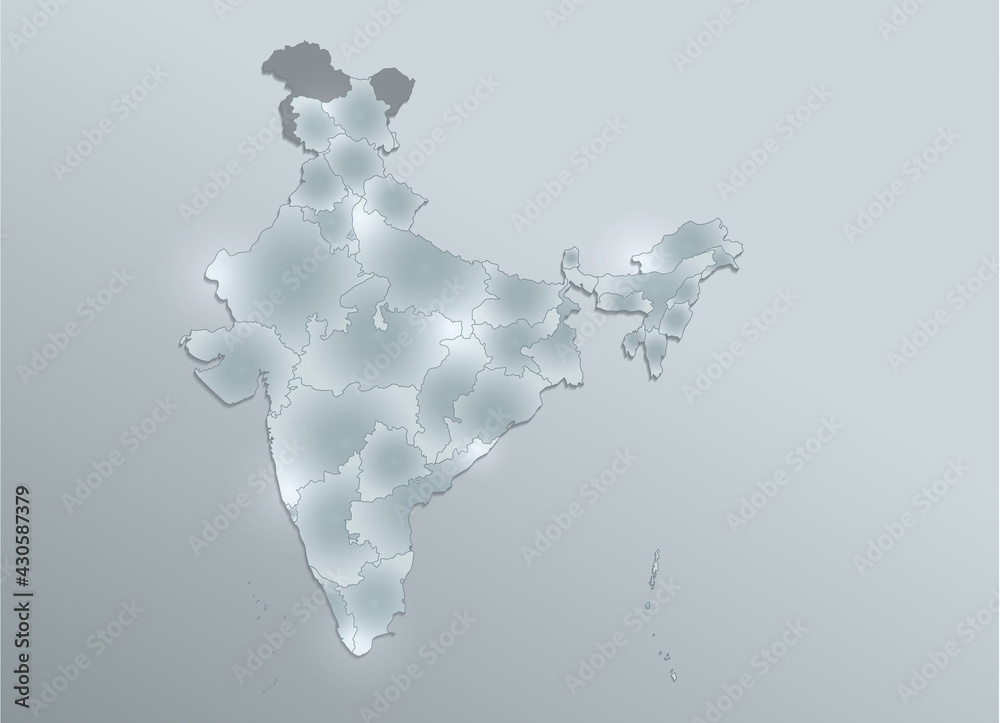India map and flag, administrative division, separates regions ...