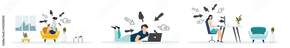 Cyber bullying. Internet abuse or online troll. Social media problem ...