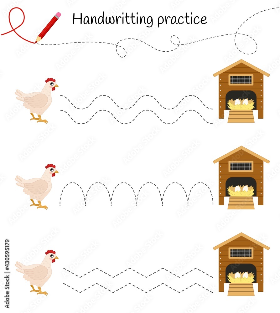 Handwriting practice sheet. Basic writing. Educational game for ...