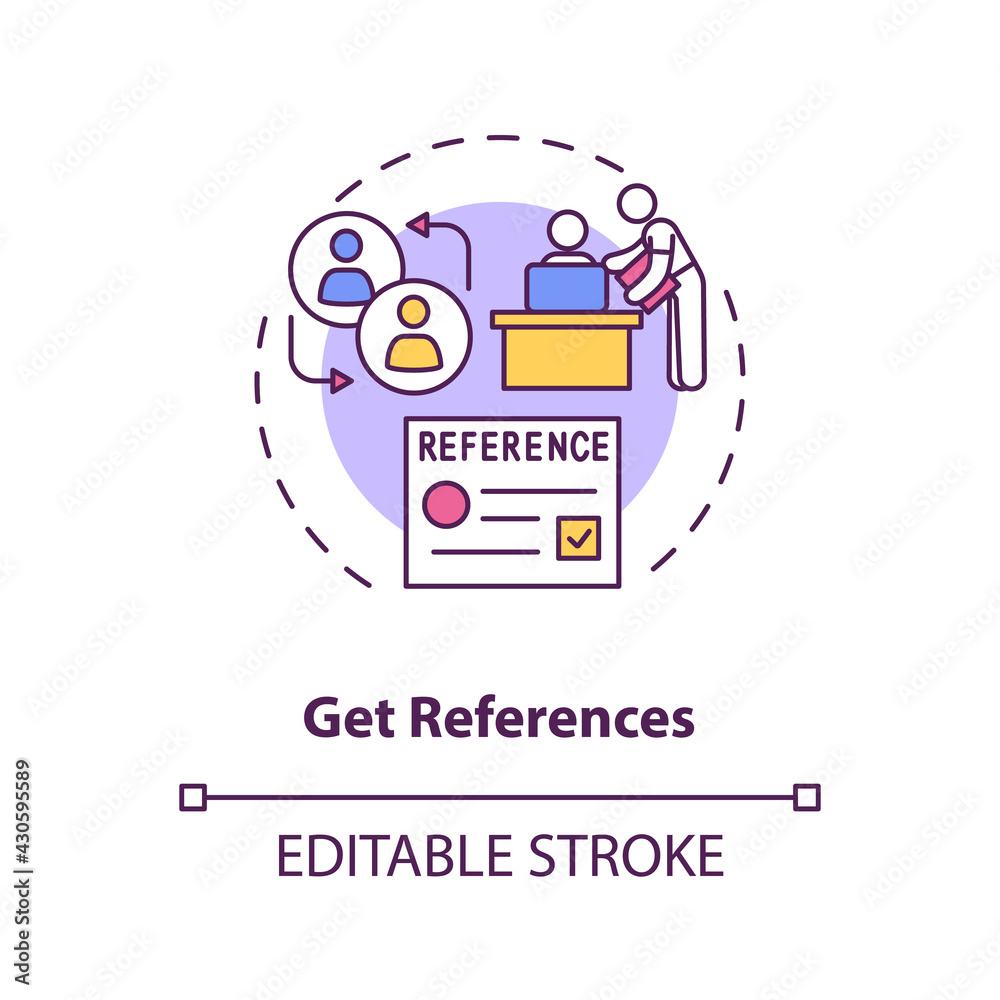 Get references concept icon. Be prepared to provide a list of ...