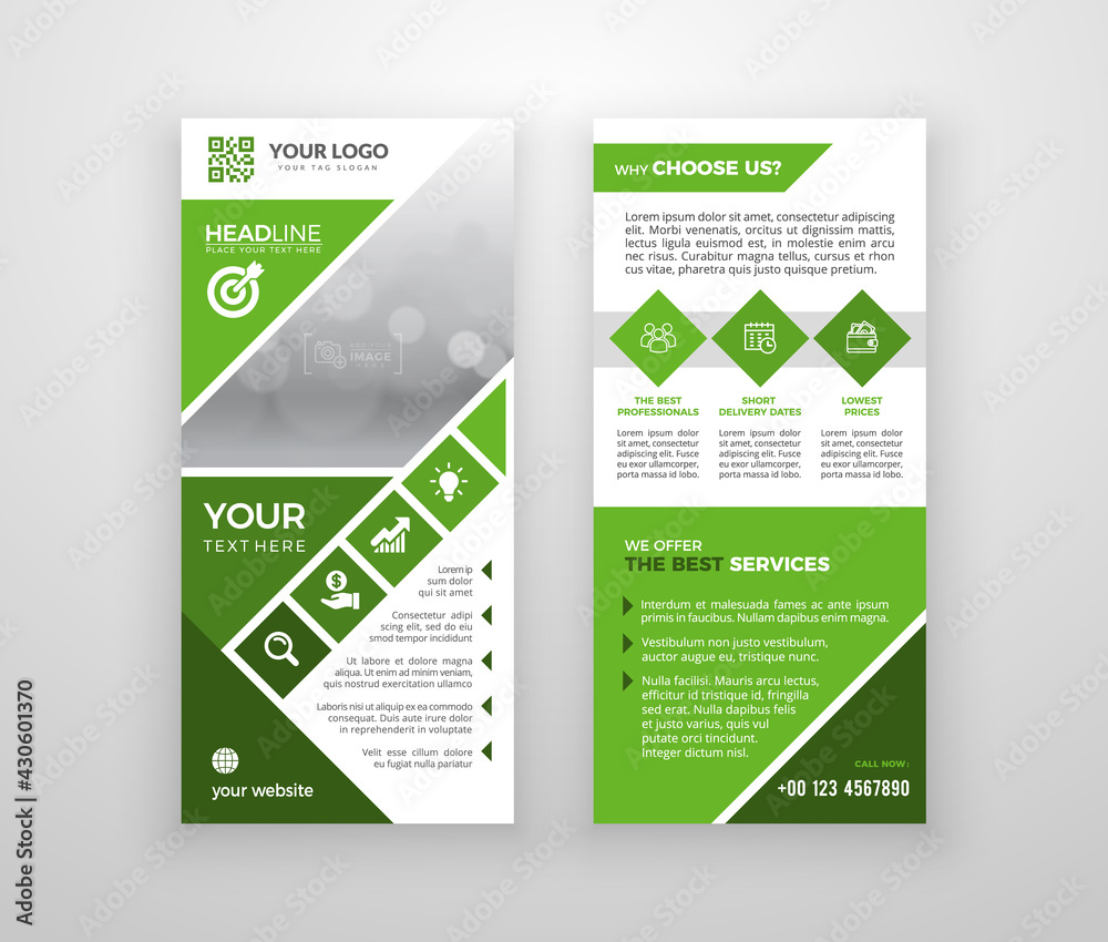 Double-sided DL flyer design. Brochure or flyer template. Layout with ...