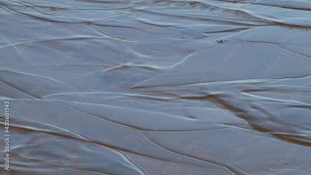 The wind blows over the river and creates ripples on the water. Small ...
