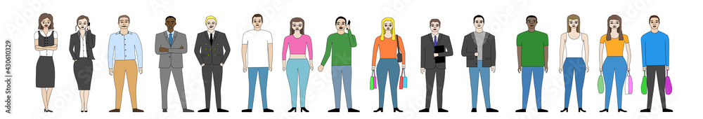 People standing cartoon characters isolated set - vector Stock Vector ...