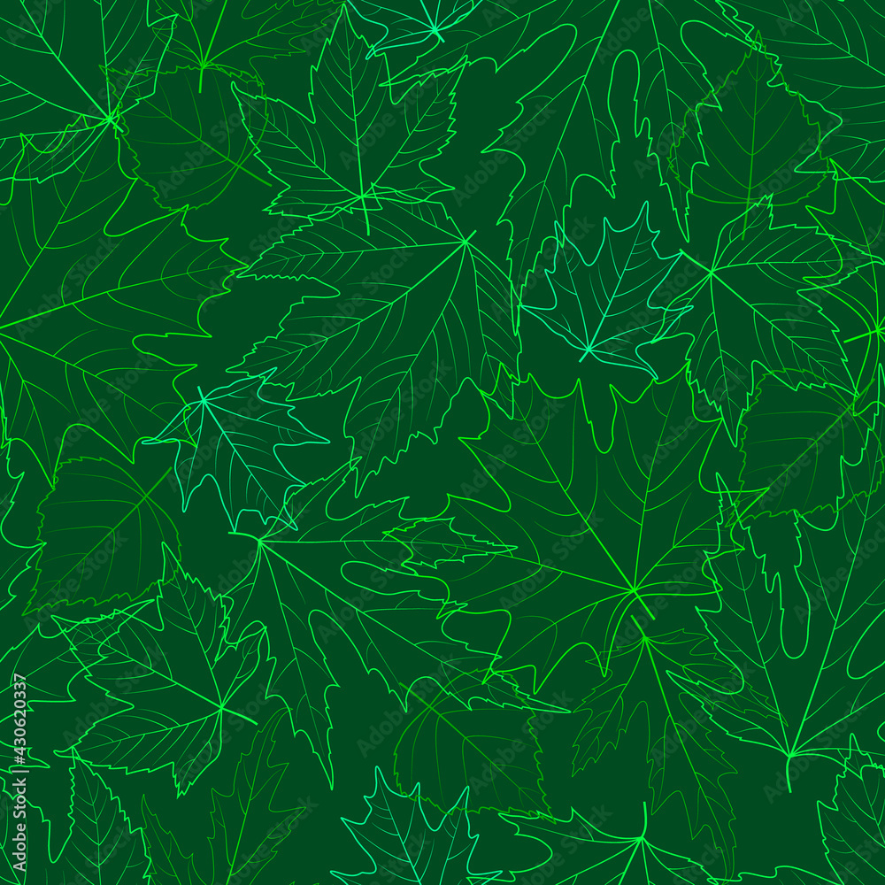 Seamless leafy background in green colors. Beautiful spring pattern ...