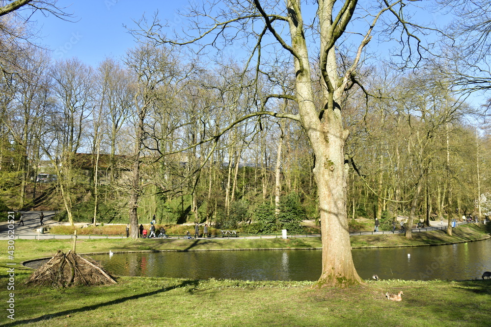Promenade et détente le long de l'étang principal au parc Josaphat à ...