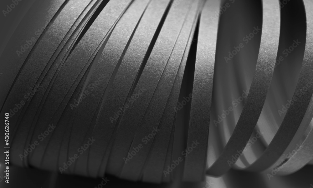 Abstract Black and white wave curl strip paper horizontal background ...