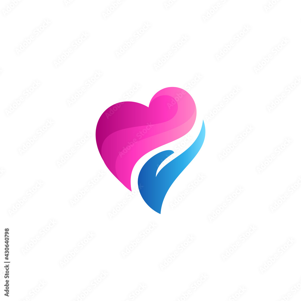 Hand heart logo design ready for template Stock Vector | Adobe Stock
