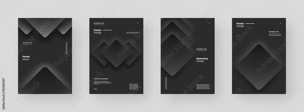 Abstract set Placards, Posters, Flyers, Banner Designs. Black and white ...