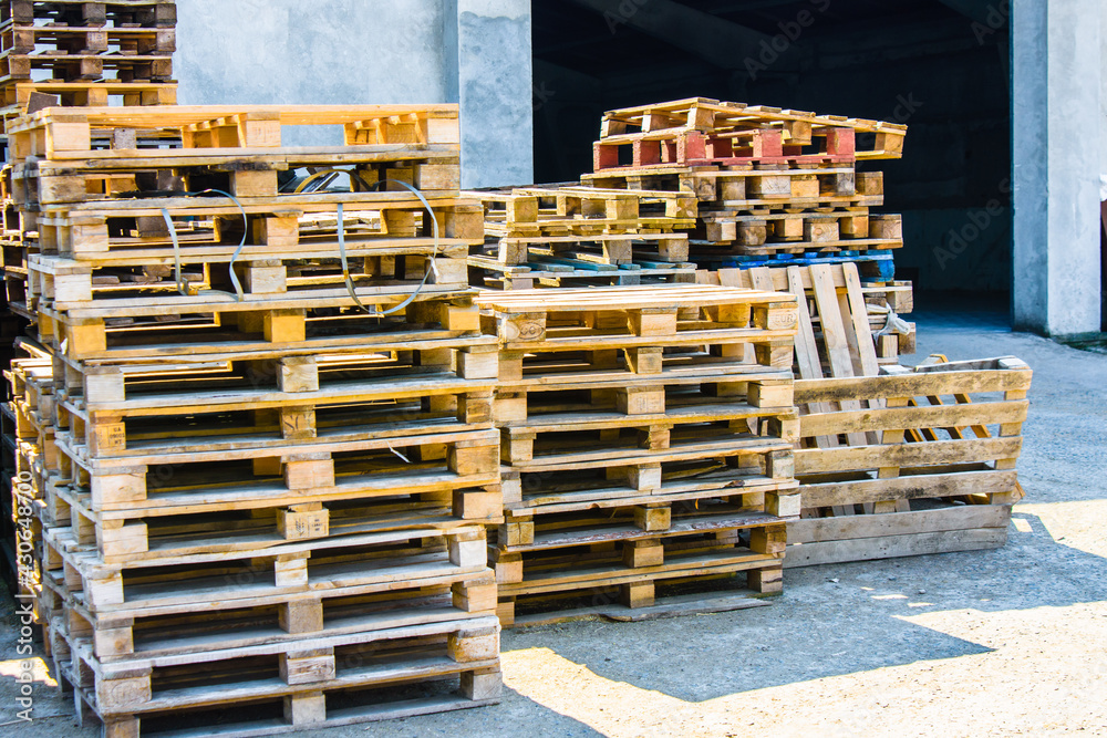 Cargo euro pallets. Pallets are used for the transportation of goods ...