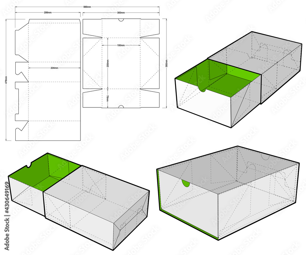 Simple Packaging Folding Box (Internal measurement 20x15x7.5cm) and Die ...