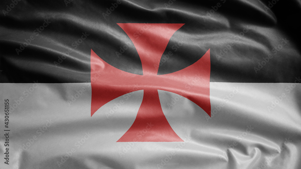 Knights templars flag waving on wind. Catholic military order medieval ...
