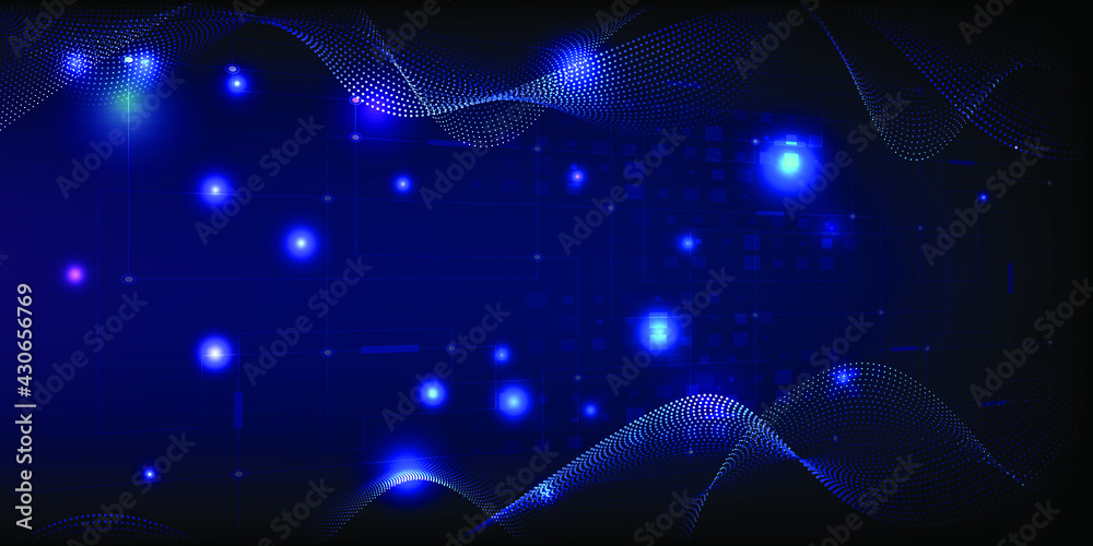 Perspective of digital cyberspace abstract blue futuristic background ...