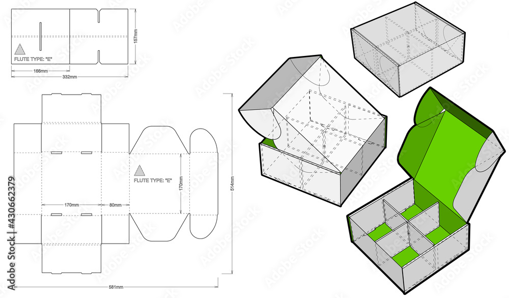 Cardboard box for sending mail. Ease of assembly, no need for glue ...