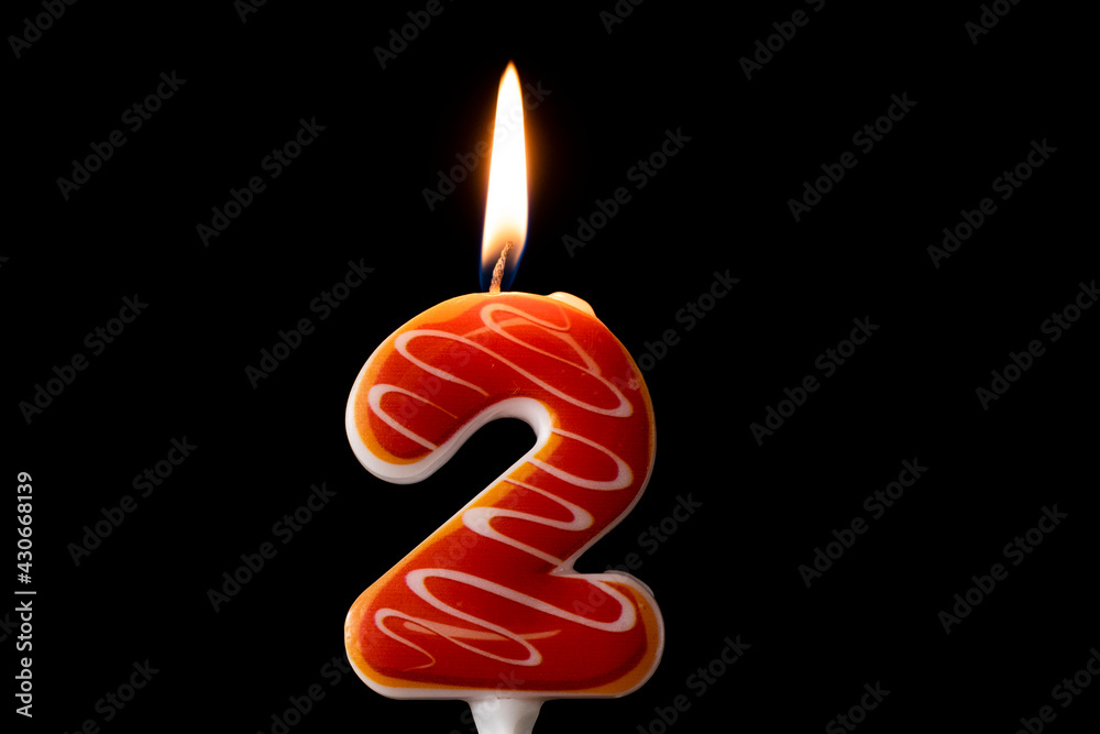 Birthday Burning 2 Candle. Happy Birthday background anniversary ...