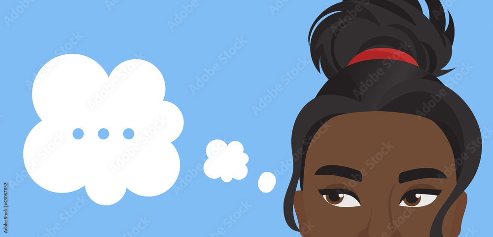 Girl with thinking bubble vector illustration. Cartoon beautiful young ...