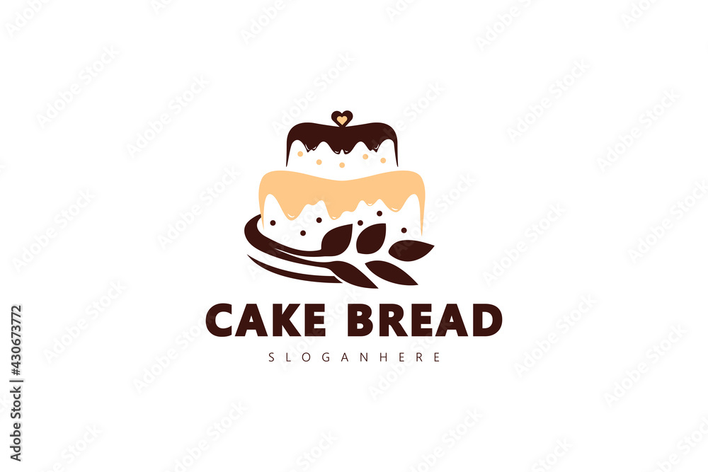 Vetor de Love Cake Bread Logo. Cup Cake Logo Symbol Isolated On White ...