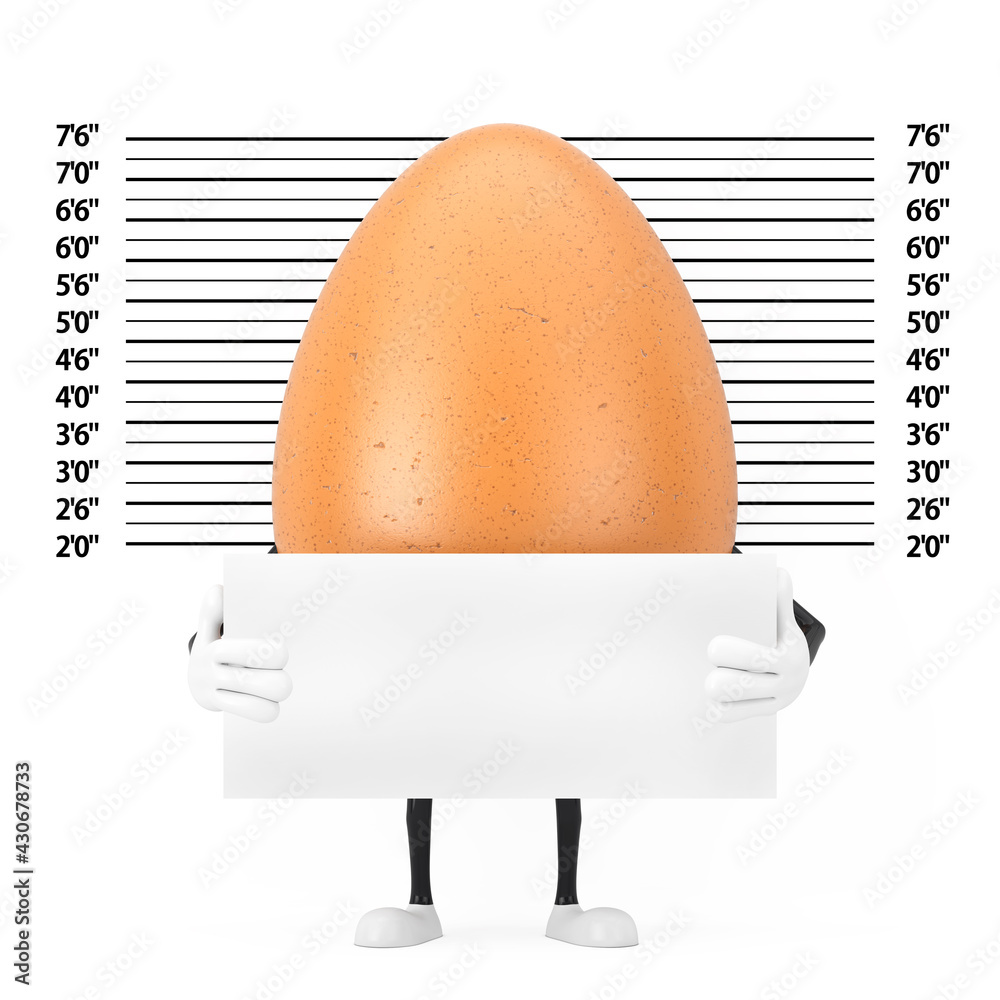 Brown Chicken Egg Person Character Mascot with Identification Plate in ...