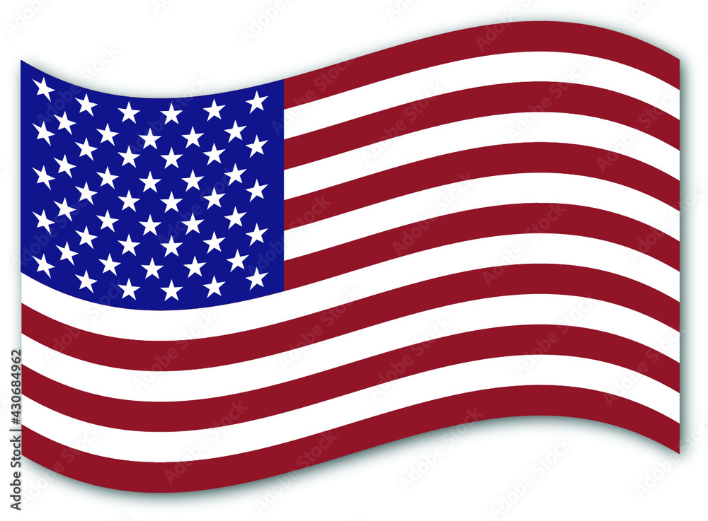 American Flag waving vector isolated on transparent background. 13 ...