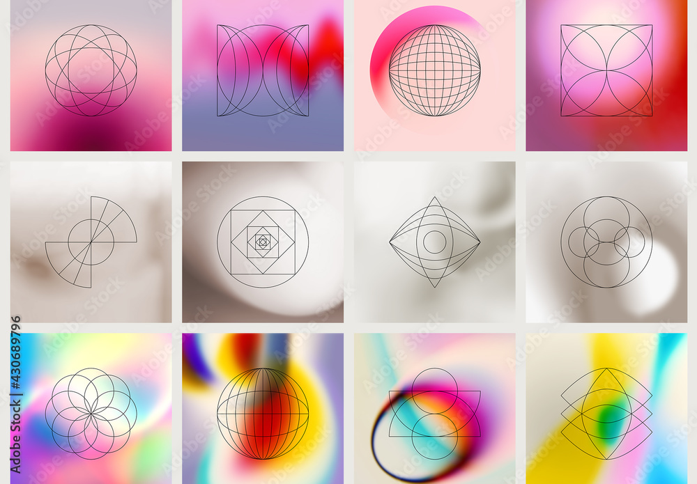 Gradient Texture Art Kit with Editable Geometric Elements Stock ...