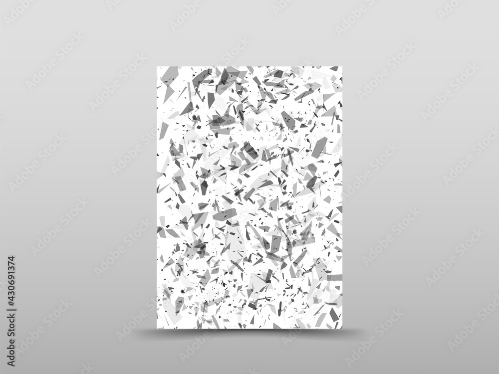 Title page, cover. The book layout. Particles of broken glass ...